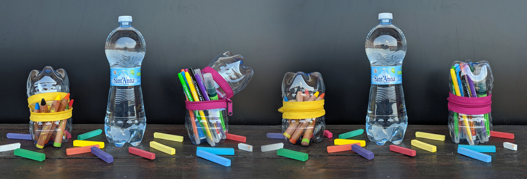 Creare un portapenne con bottiglia di plastica di Acqua Sant'Anna