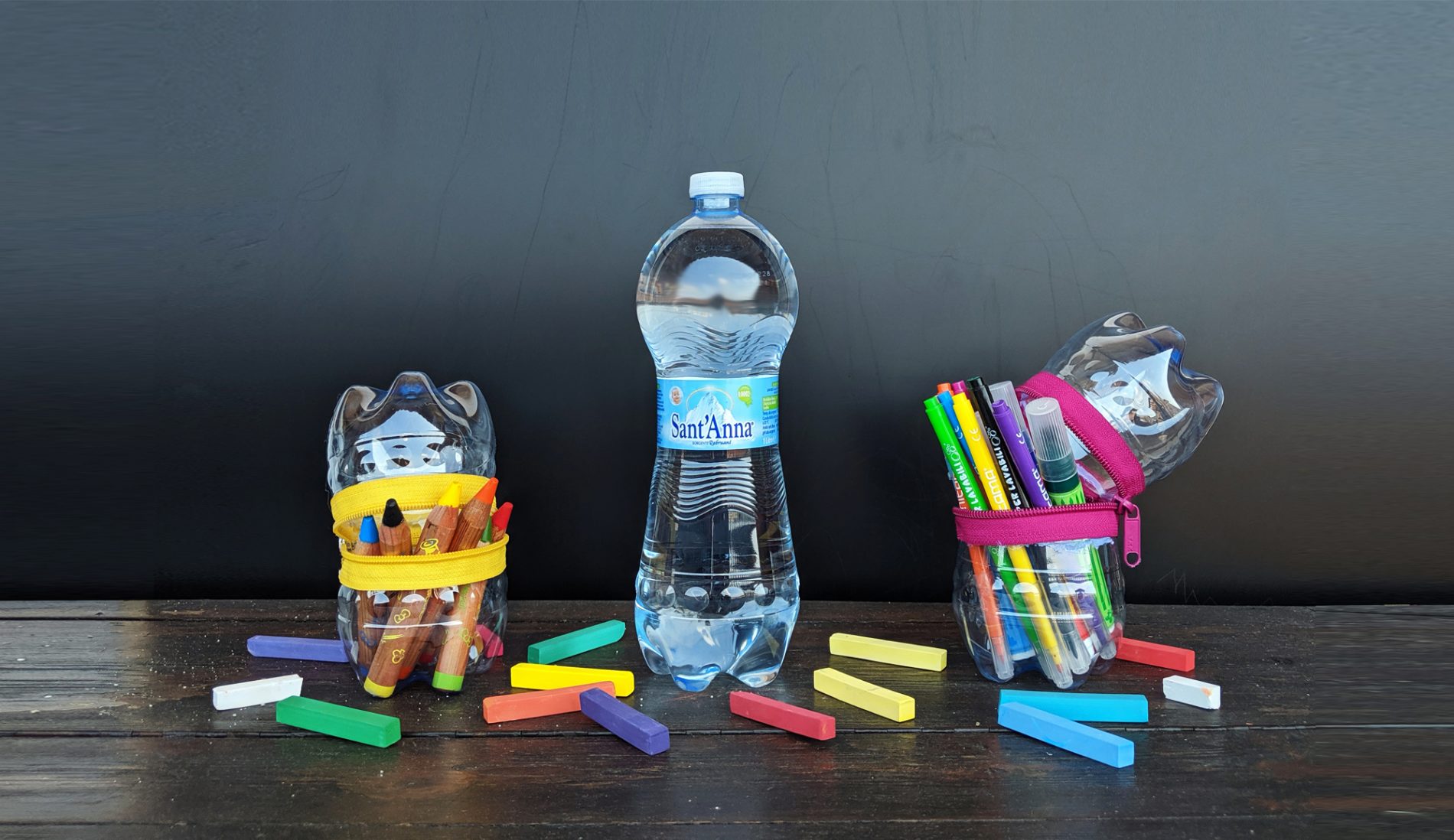 Creare un portapenne con bottiglia di plastica di Acqua Sant'Anna